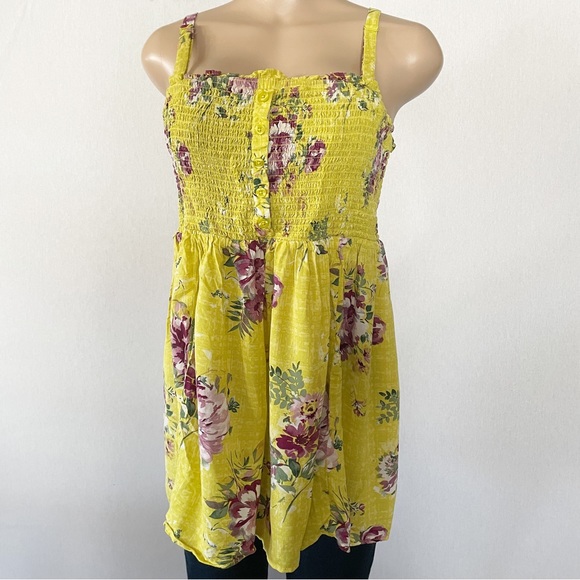 torrid | Tops | Torrid Sz 2 Smocked Tank Top Yellow Floral Blouse ...